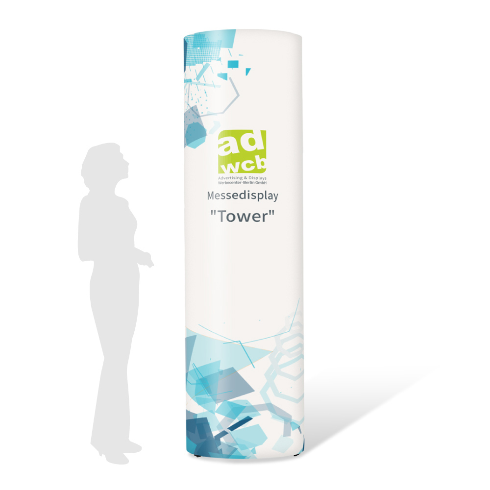 Pop-Up Display "Tower" mit Druck- Rund 64 x 225 cm - WerbeCenter